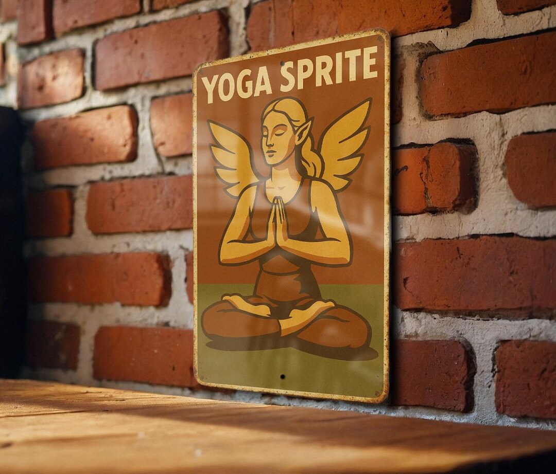 1930s WPA Yoga Sprite Tin Sign – Vintage Metal Wall Art, Earthy Mid ...