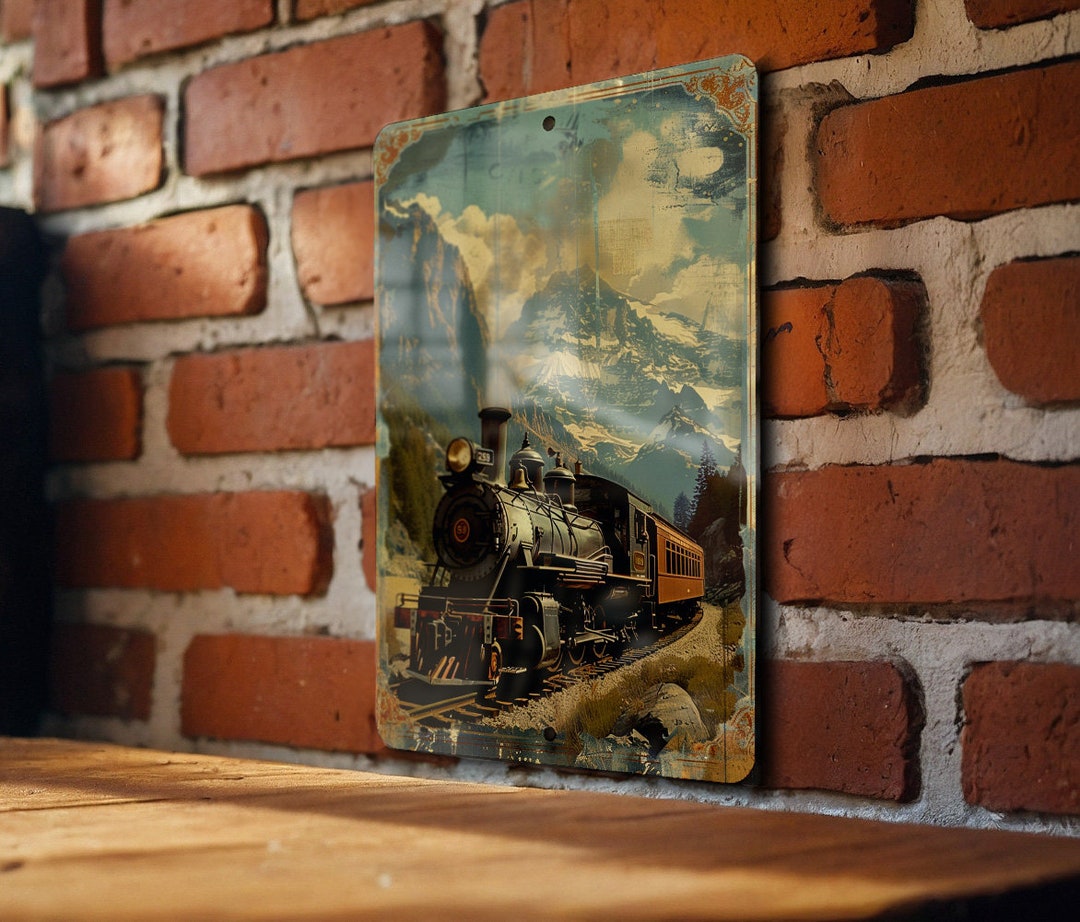 Vintage Train Metal Sign, Scenic Rail Journeys, Victorian Border Design ...