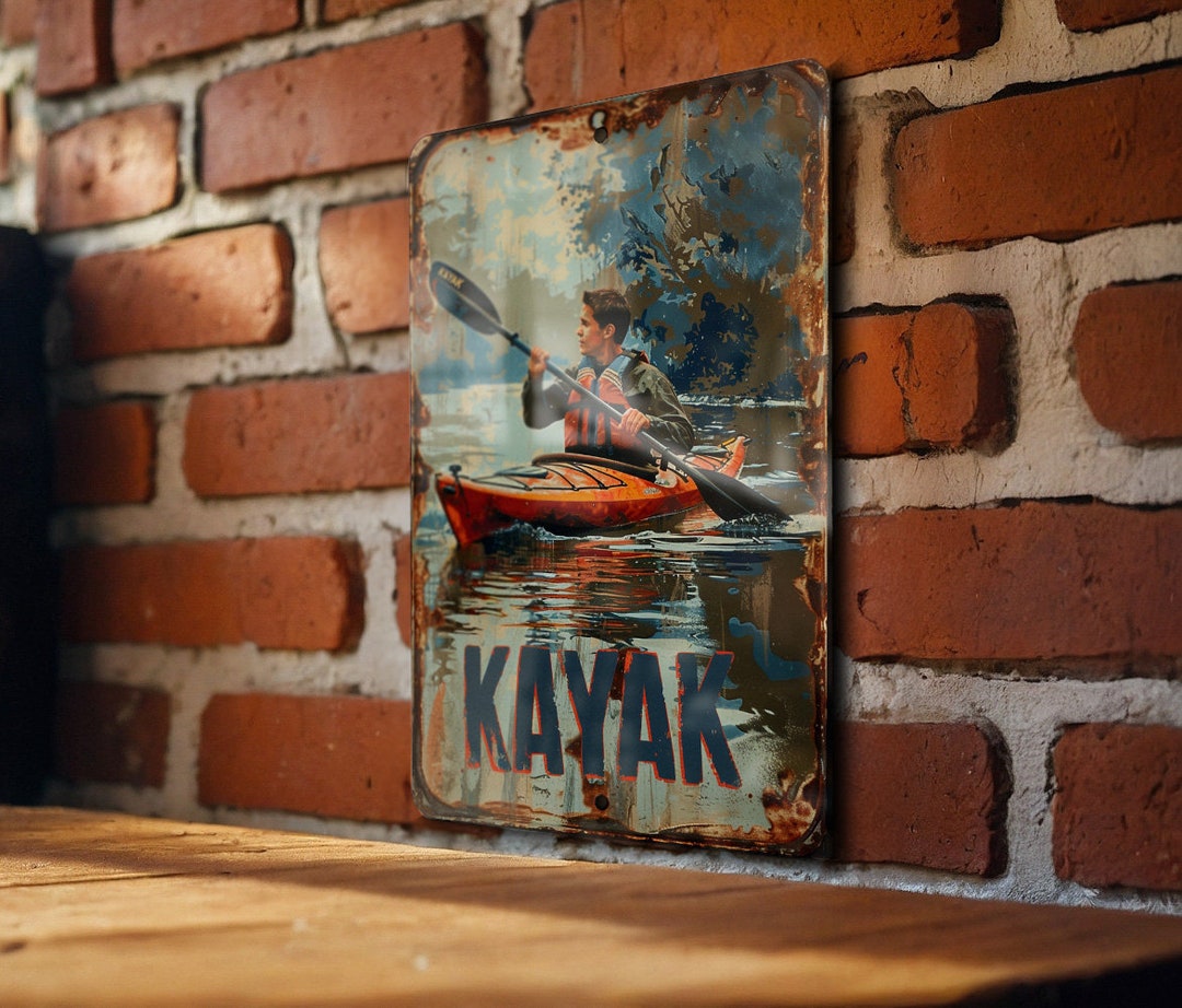 Vintage Kayak Metal Sign, Kayaking Gift Idea, Retro Style Decor, Wall ...