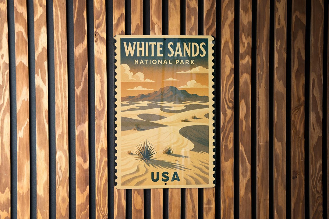 White Sands National Park Metal Sign – Vintage Stamp Style Wall Art ...