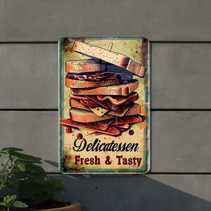 Delicatessen Metal Sign, Cold Cuts, Fresh Sandwiches, Tasty Vintage ...