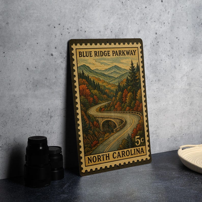Blue Ridge Parkway North Carolina Vintage Stamp Style Metal Sign ...