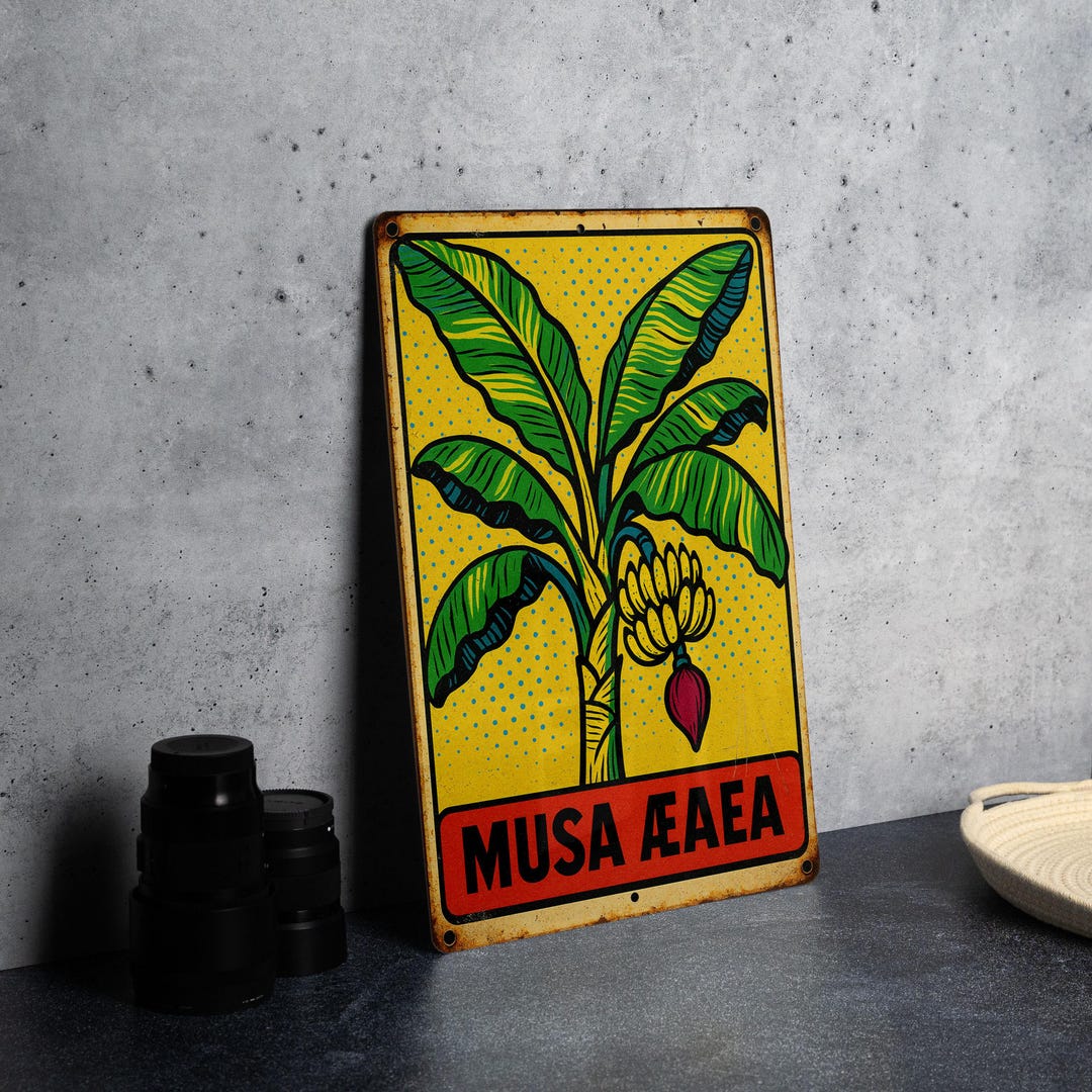 Bold Pop Art Comic Metal Sign Musa Aeae – Retro Ben-day Dots, Primary ...
