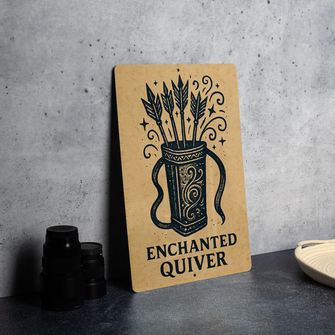 Enchanted Quiver & Arrows Metal Sign – Rustic Stamp Style Wall Art for ...