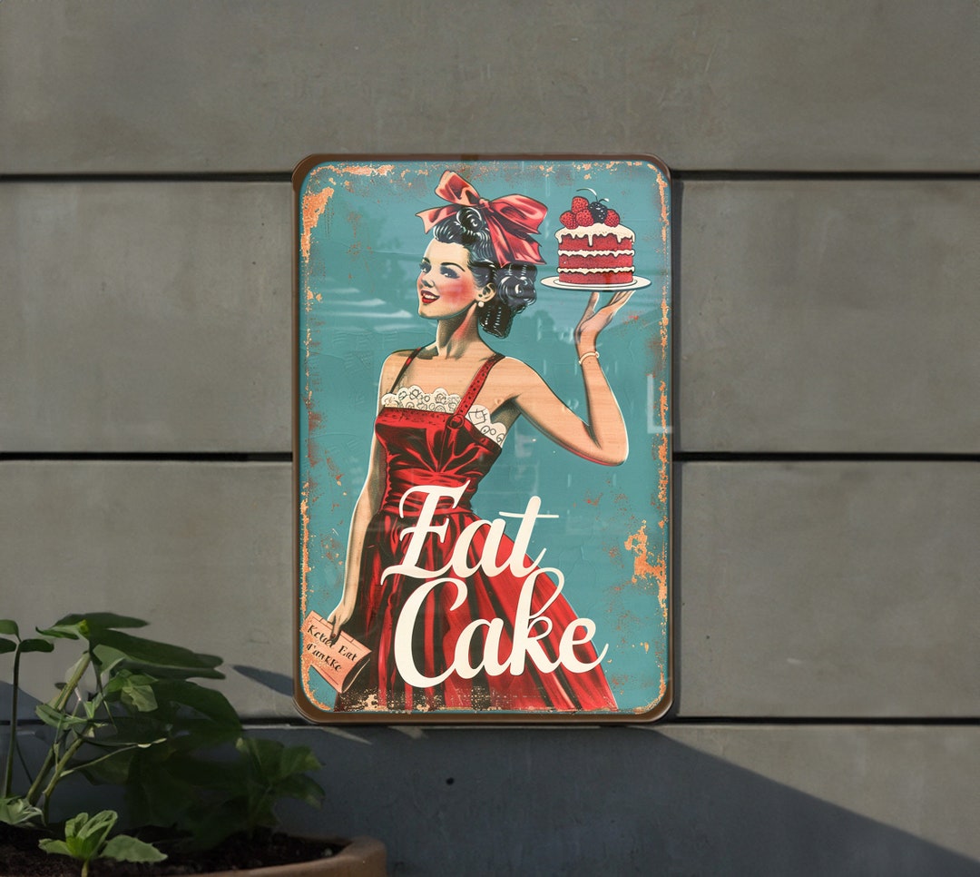 Baking Tin Sign, Classic Style, Metal Sign, Eat Cake Decor, Kitchen ...