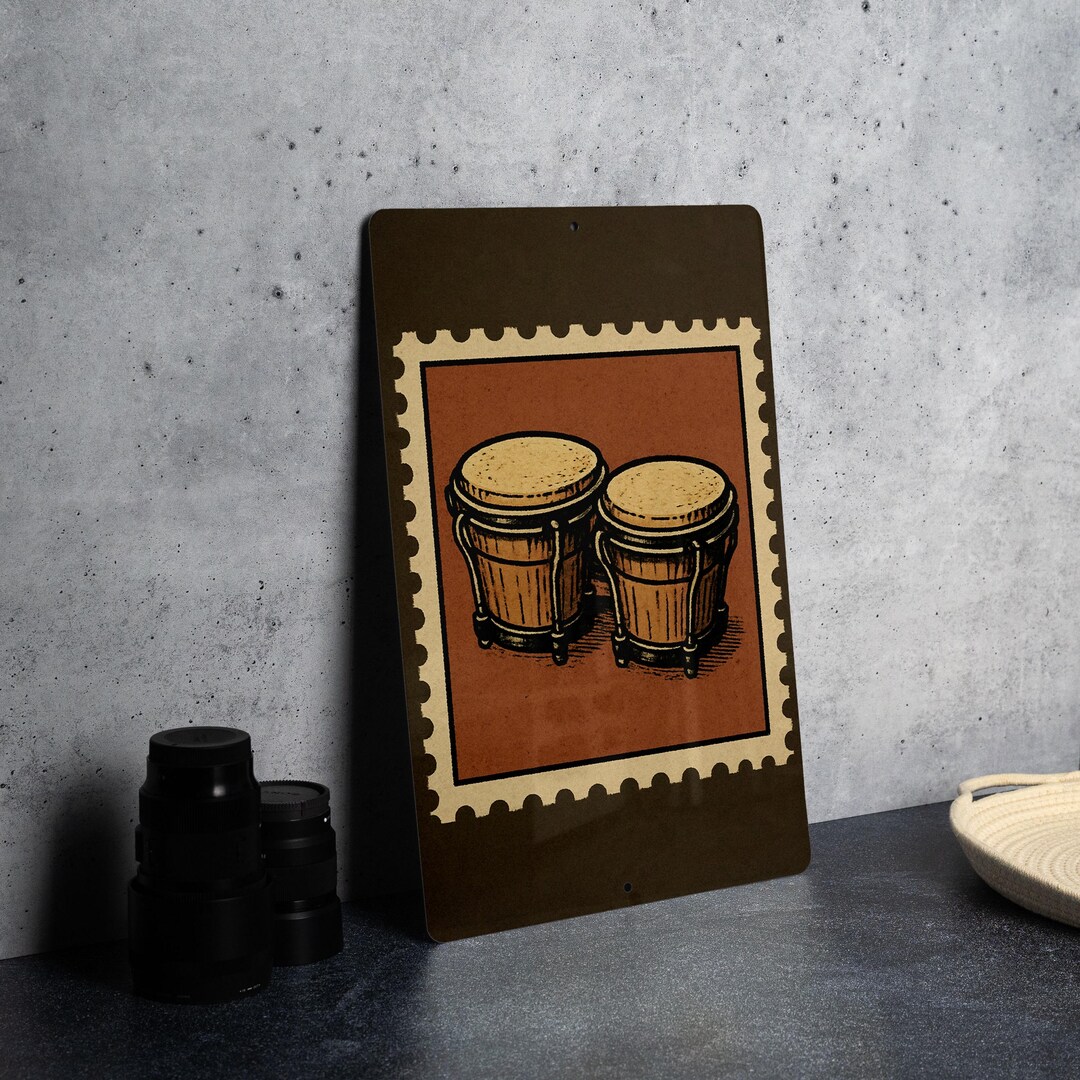 Vintage Bongos Metal Sign – Retro Stamp Style Wall Art for Musicians ...