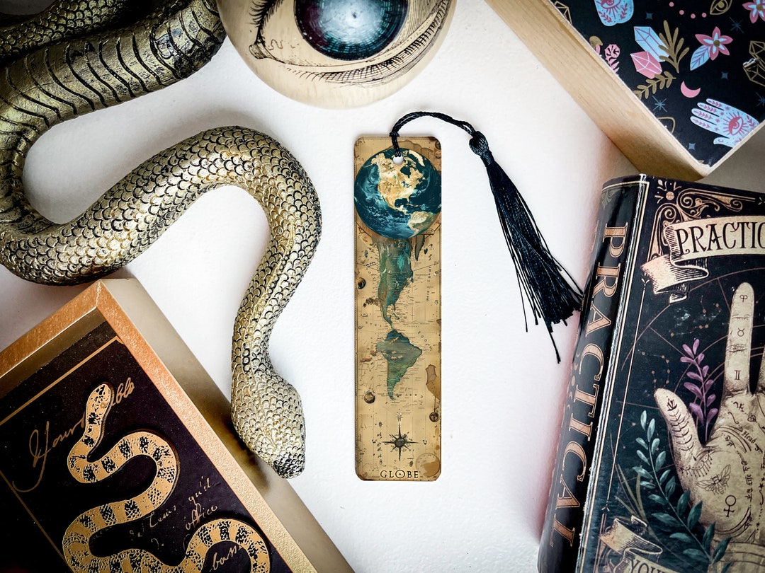Traveling-themed Bookmark, Globe Design, Metal Bookmark, Book Lover ...