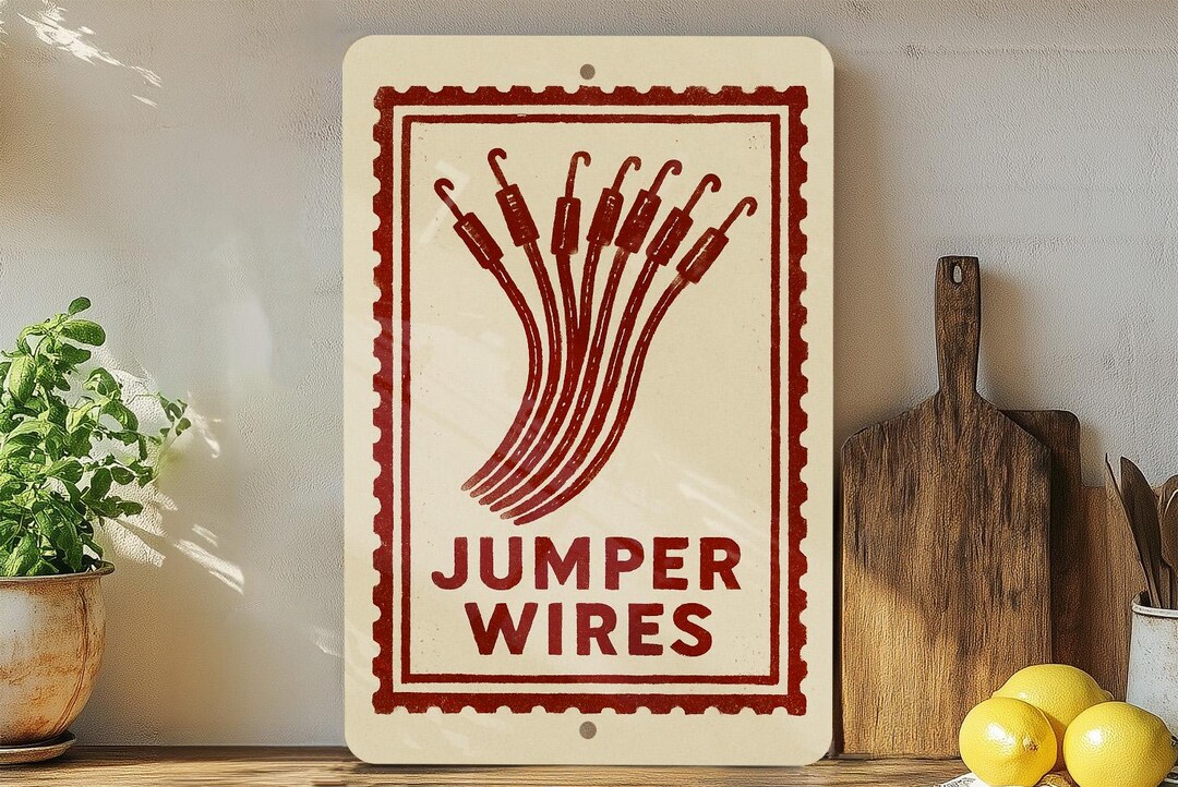 Jumper Wires Metal Sign – Vintage Stamp Style Tech Decor, Circuit Board ...