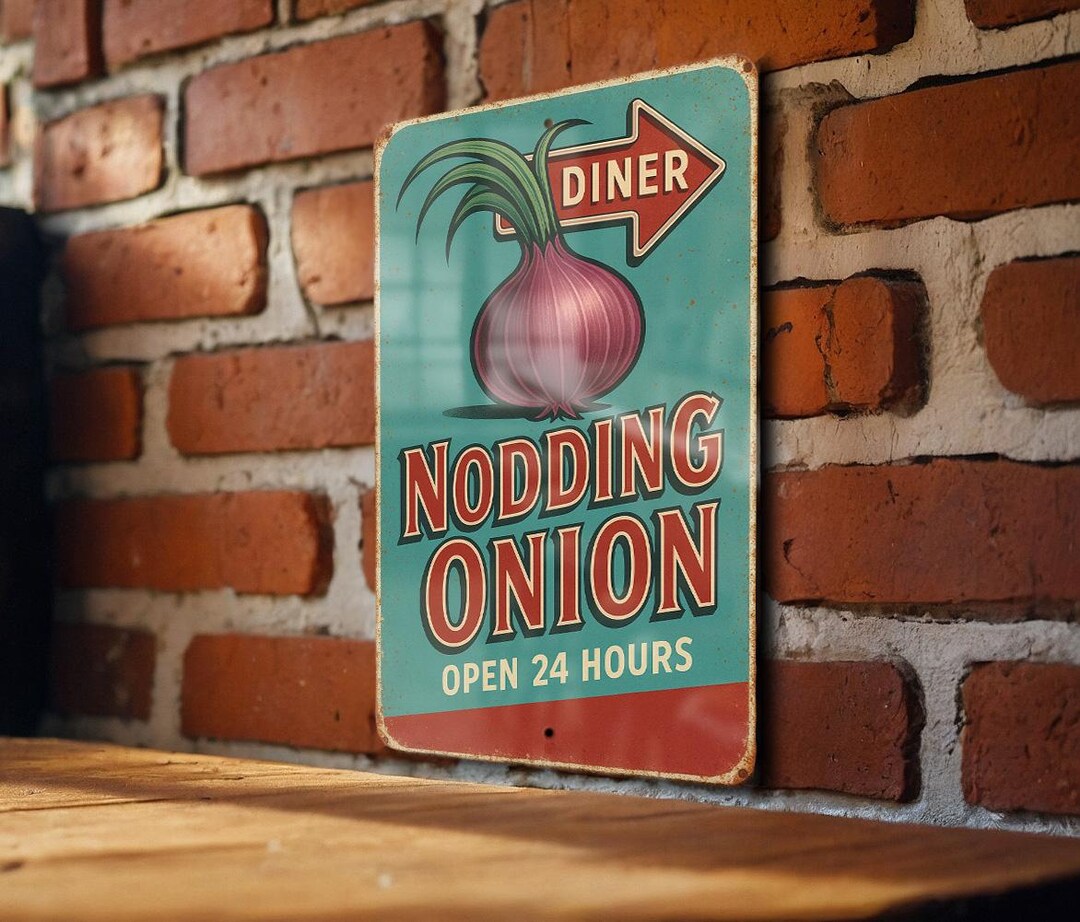Retro Diner Tin Sign Nodding Onion | Vintage Metal Wall Art | Turquoise ...