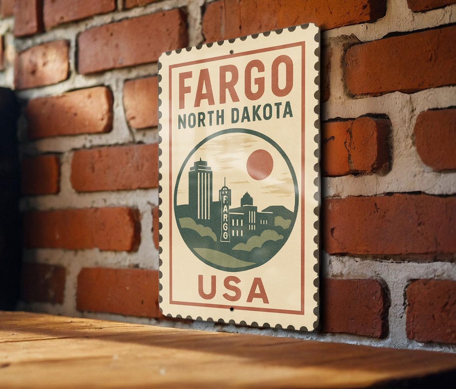 Fargo North Dakota Metal Sign – Vintage Stamp Style Wall Art – Rustic ...