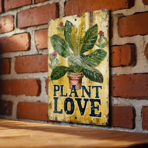 Plant Love Metal Sign, Vintage Style, Gift Idea, Home Decor, Wall Art ...