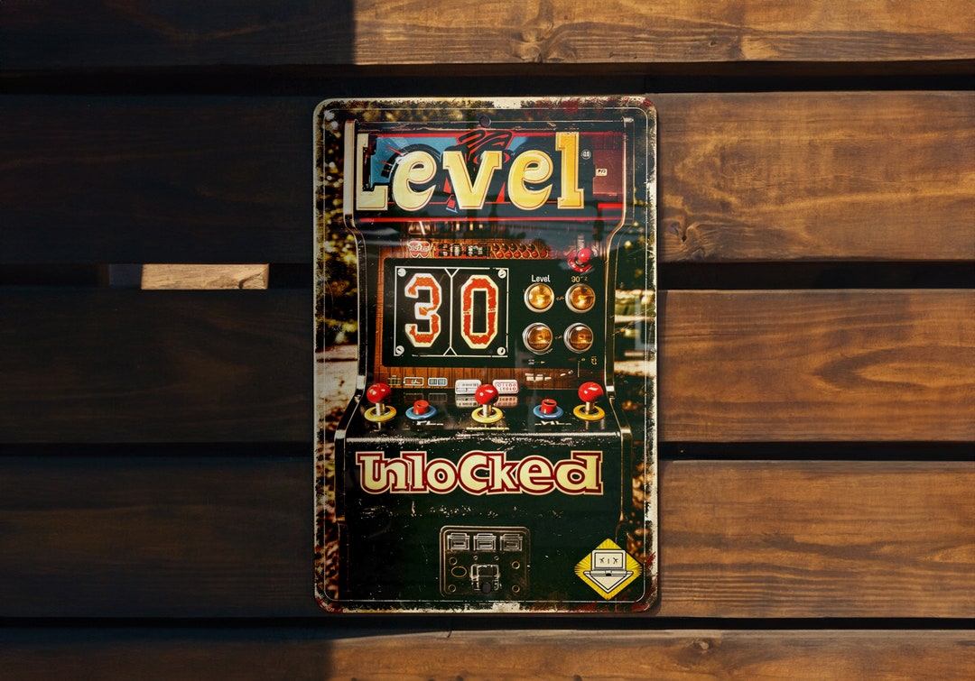 Retro Arcade Game, Sepia Tones Joystick, Ornate Borders Decor, Level 30 ...