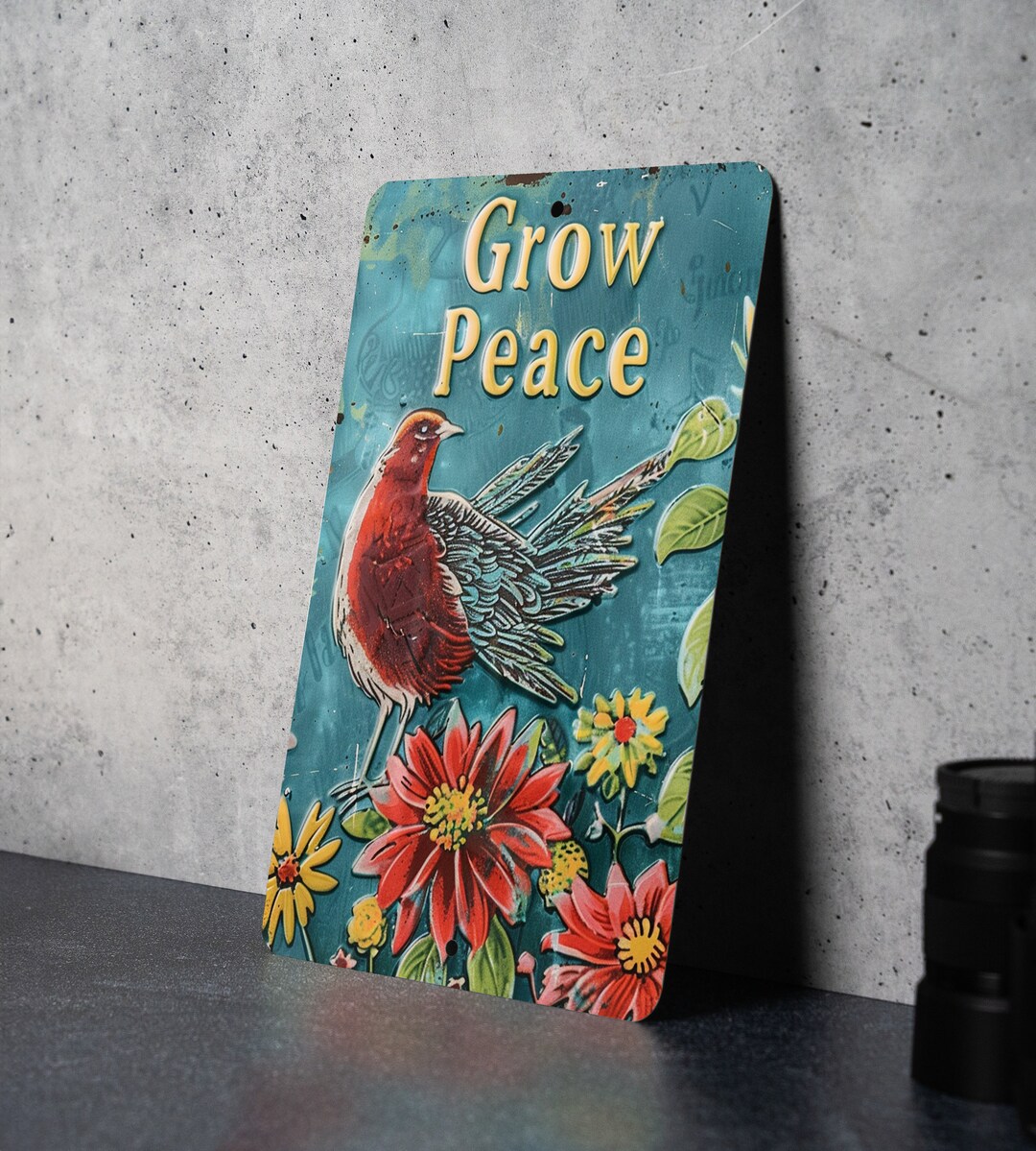 Metal Sign, Vintage Garden Decor, Peace Garden Sign, Rustic Outdoor ...