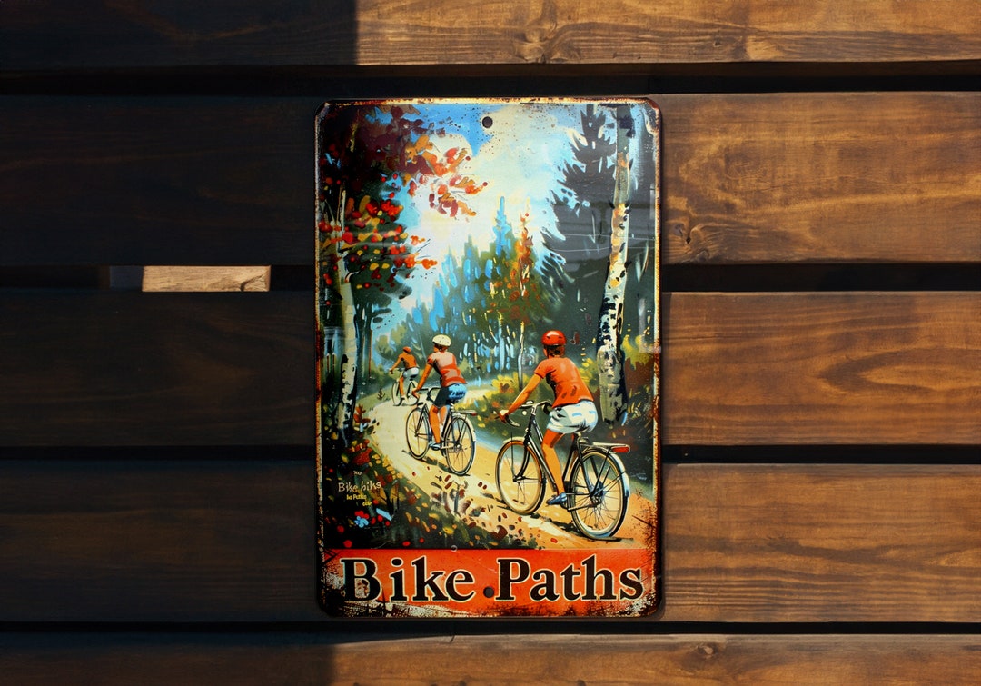 Vintage Aluminum Sign: Dutch Cycling, Bike Paths, Leisure Rides, Metal ...