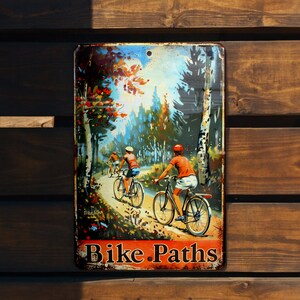 Vintage Aluminum Sign: Dutch Cycling, Bike Paths, Leisure Rides, Metal ...