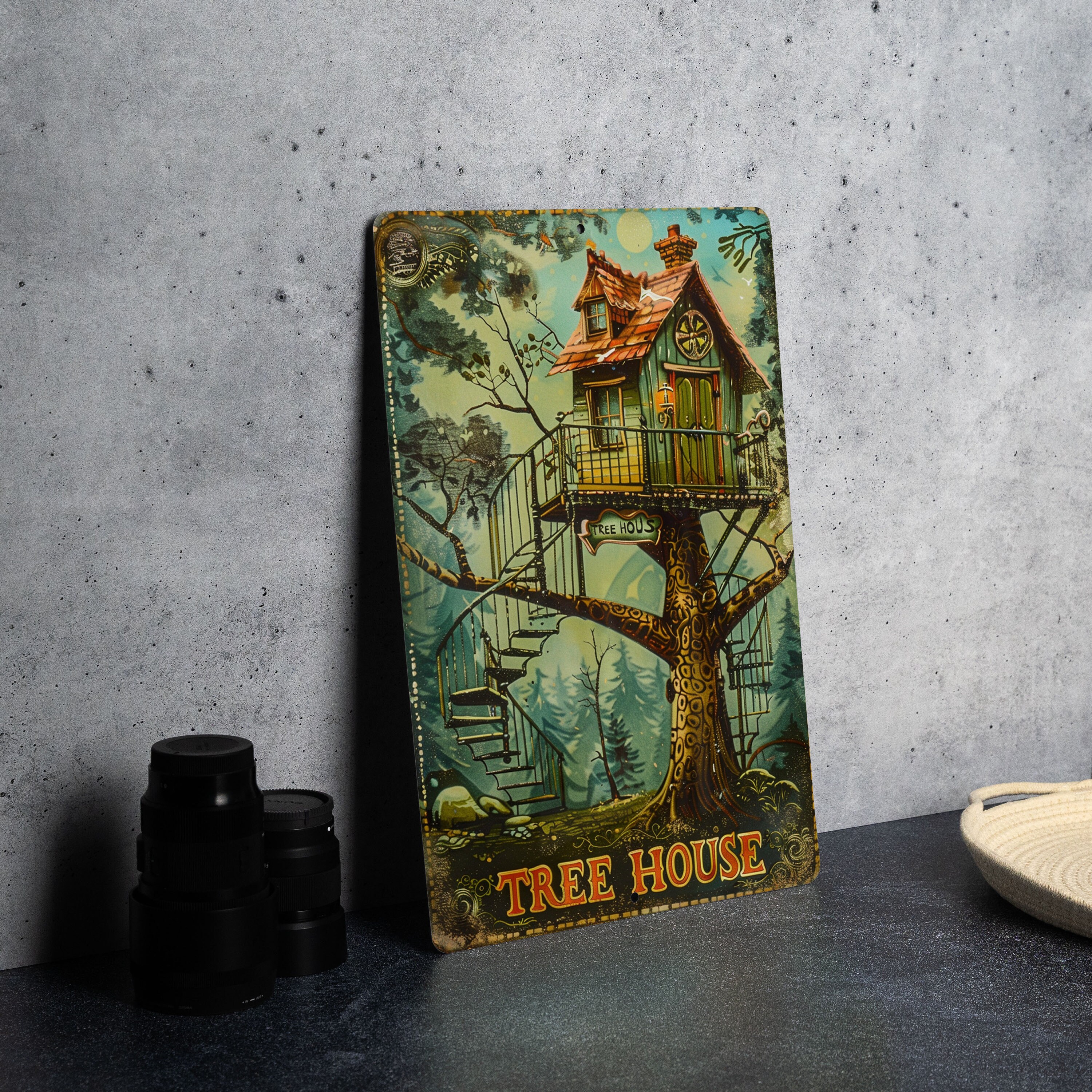 Metal Sign Treehouse Vintage Style, Fairy Tale Treehouse, Whimsical ...