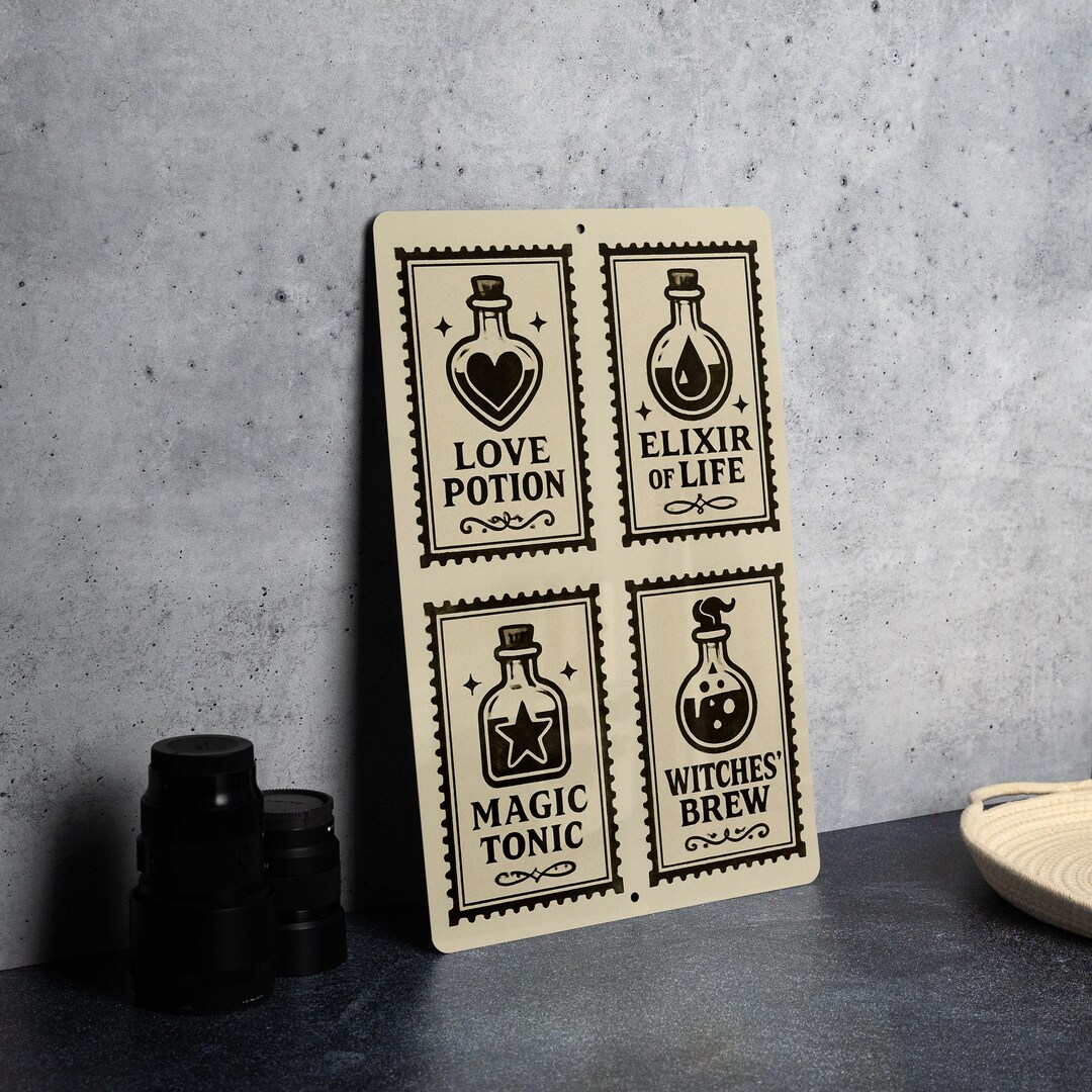 Vintage Potion Labels Metal Sign – Apothecary Stamp Style Wall Art ...