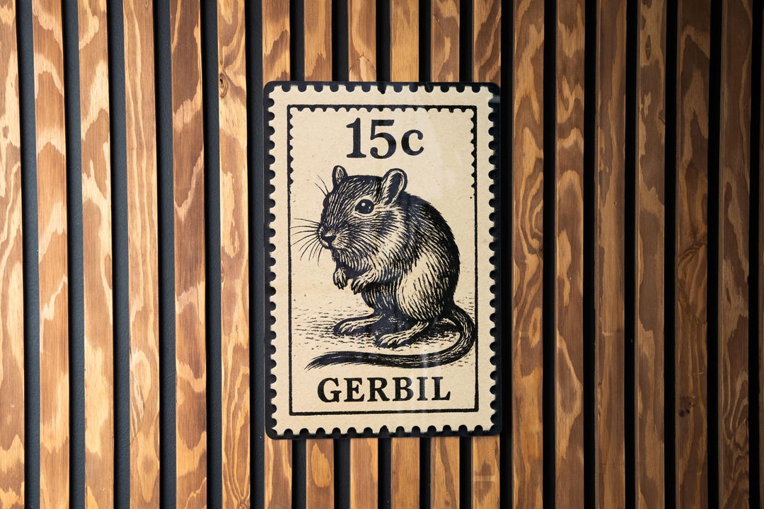 Gerbil Stamp Style Metal Sign – Vintage Rodent Wall Art, Rustic Pet ...