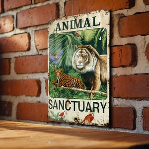 Animal Sanctuary Vintage Metal Sign, Wildlife Illustration, Natural ...