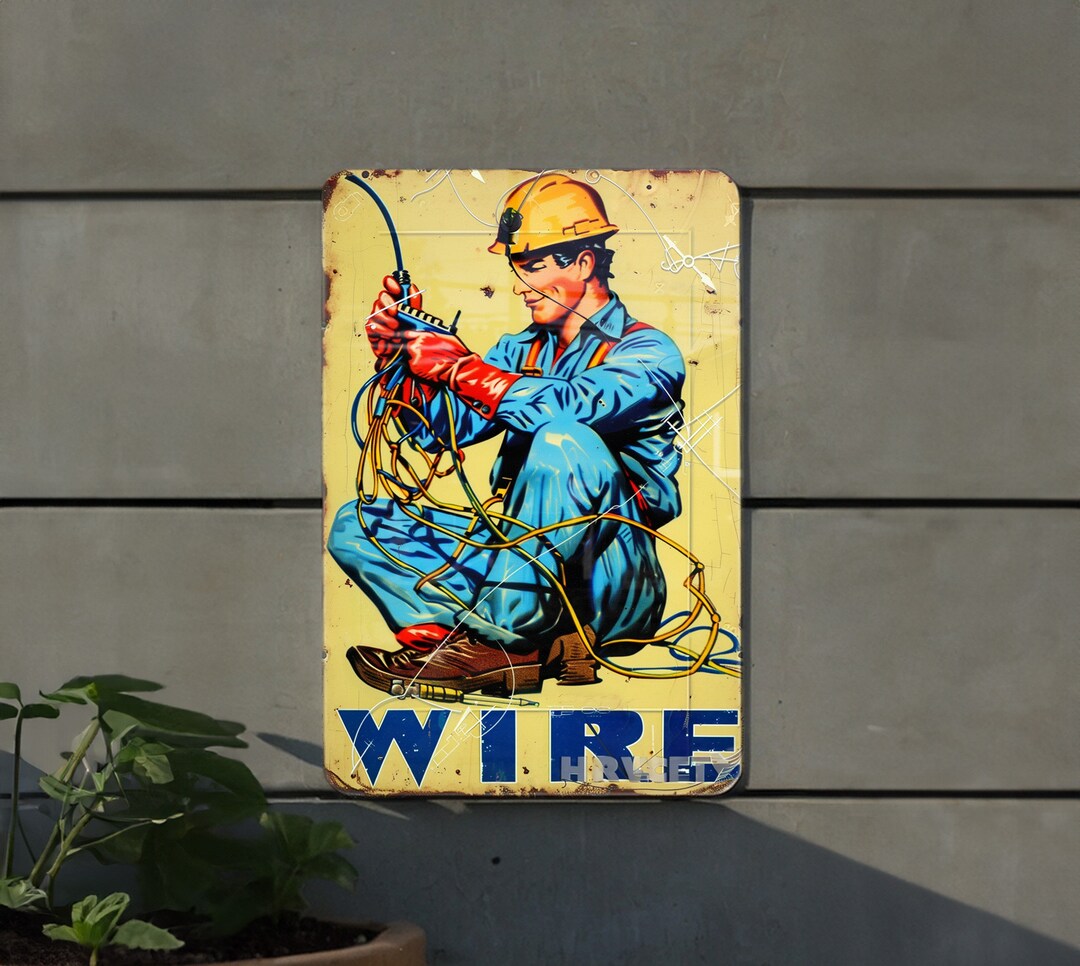 Electrician Wire Metal Sign, Vintage Style, Gift Idea, Wall Decor, Home ...