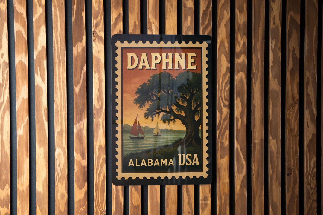 Daphne Alabama Metal Sign Featuring Retro Postage Stamp Design With ...