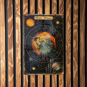 Vintage Tin Sign, Astronomy Star Maps, Metal Wall Art, Astronomer Gift ...