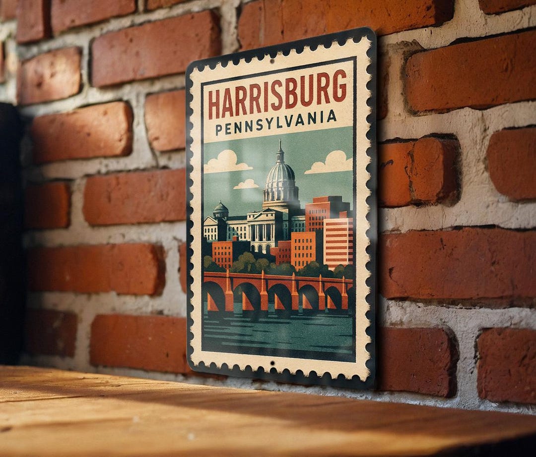 Harrisburg Pennsylvania Postage Stamp Metal Sign – Vintage City ...