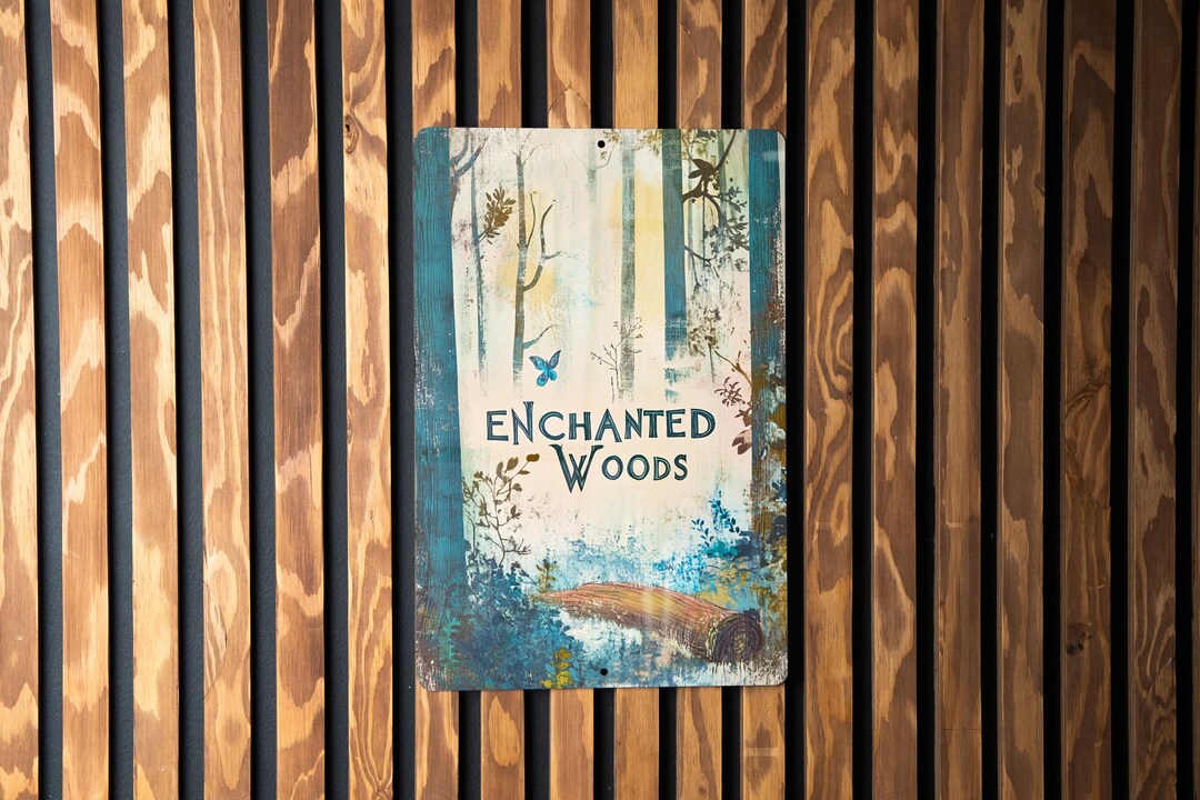 Whimsical Forest Fantasy Metal Sign, Enchanted Woods Decor, Teal ...