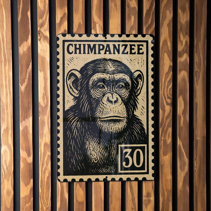 Vintage Chimpanzee Poster - Etsy