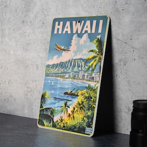 Retro Cartoon Hawaii Visit Metal Sign: Vintage Decor, Hawaiian Travel ...