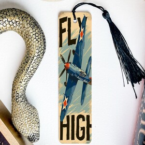 Vintage Airplane Bookmark, Fly High Design, Metal Bookmark, Unique Gift ...