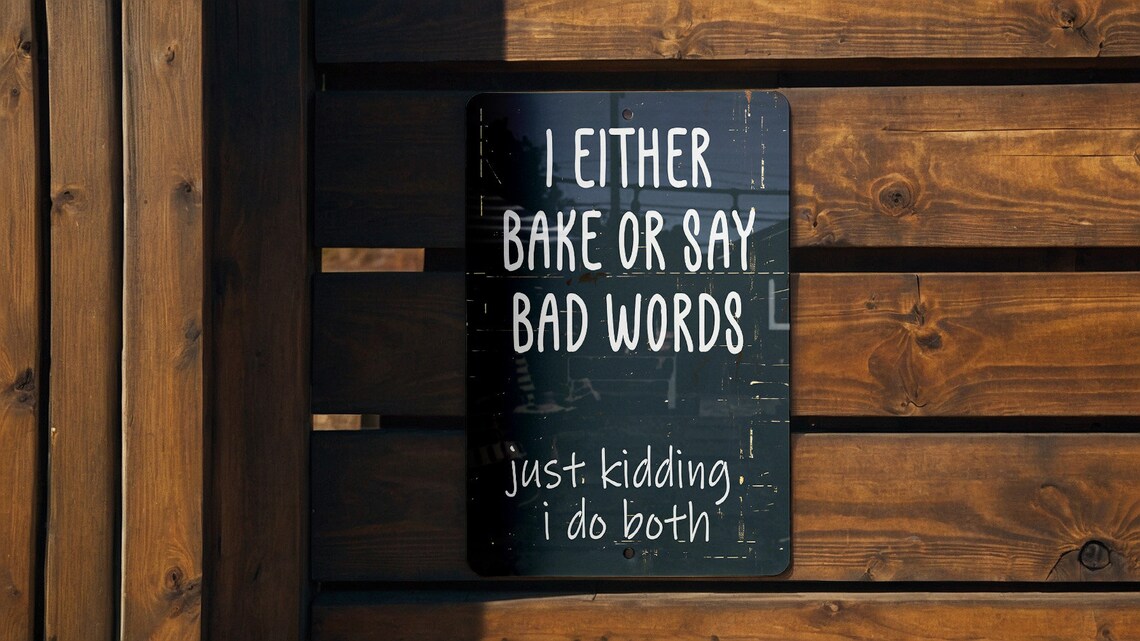 Metal Sign for Bakers, Funny Kitchen Decor, Bake or Curse, Unique Home ...