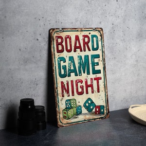 Board Game Night Vintage Metal Sign - Retro Colors, Playful Font, Game ...