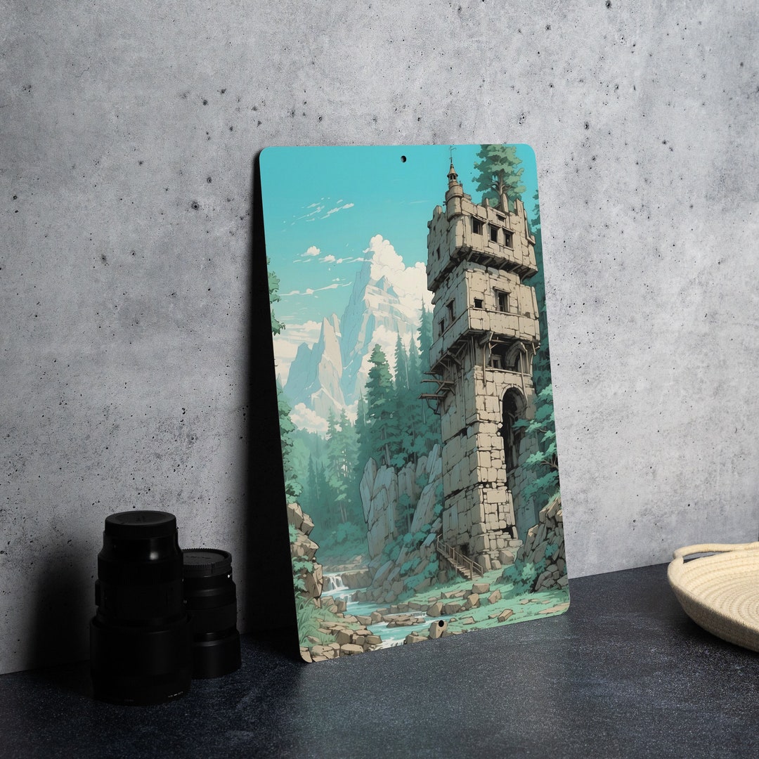 Nature Pixel Art Fantasy Style Metal Sign Digital Forest, Retro Gaming ...