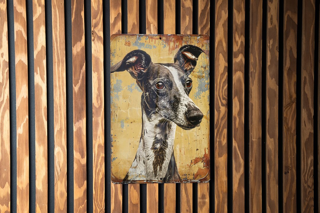 Whippet Vintage Style Aluminum Sign - Metal Decor, Retro Wall Art, Dog ...