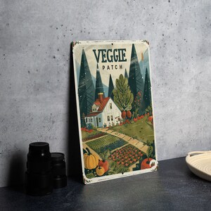 Metal Veggie Patch Sign, Rustic Garden Decor, Outdoor Metal Sign ...