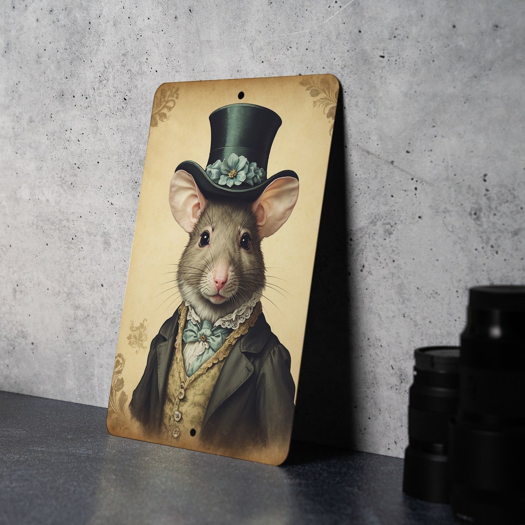 Victorian Portrait of a Mouse Metal Sign, Vintage Rodent Art, Quirky ...