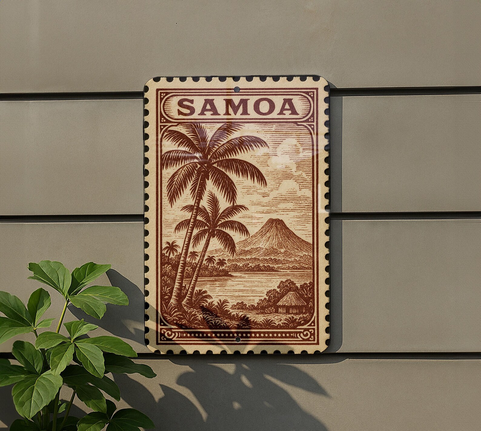 Samoa Stamp Metal Sign – Vintage Island Wall Art, Tropical Travel ...