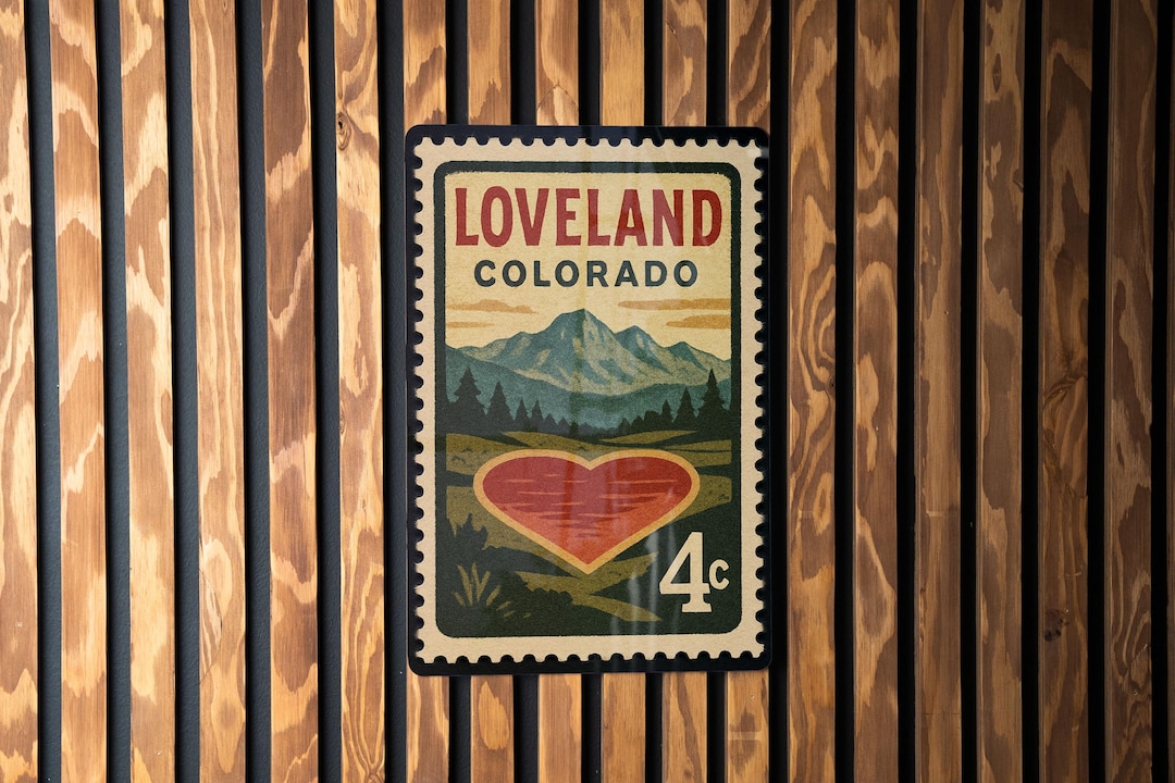 Loveland Colorado Retro Postage Stamp Metal Sign – Vintage Travel ...