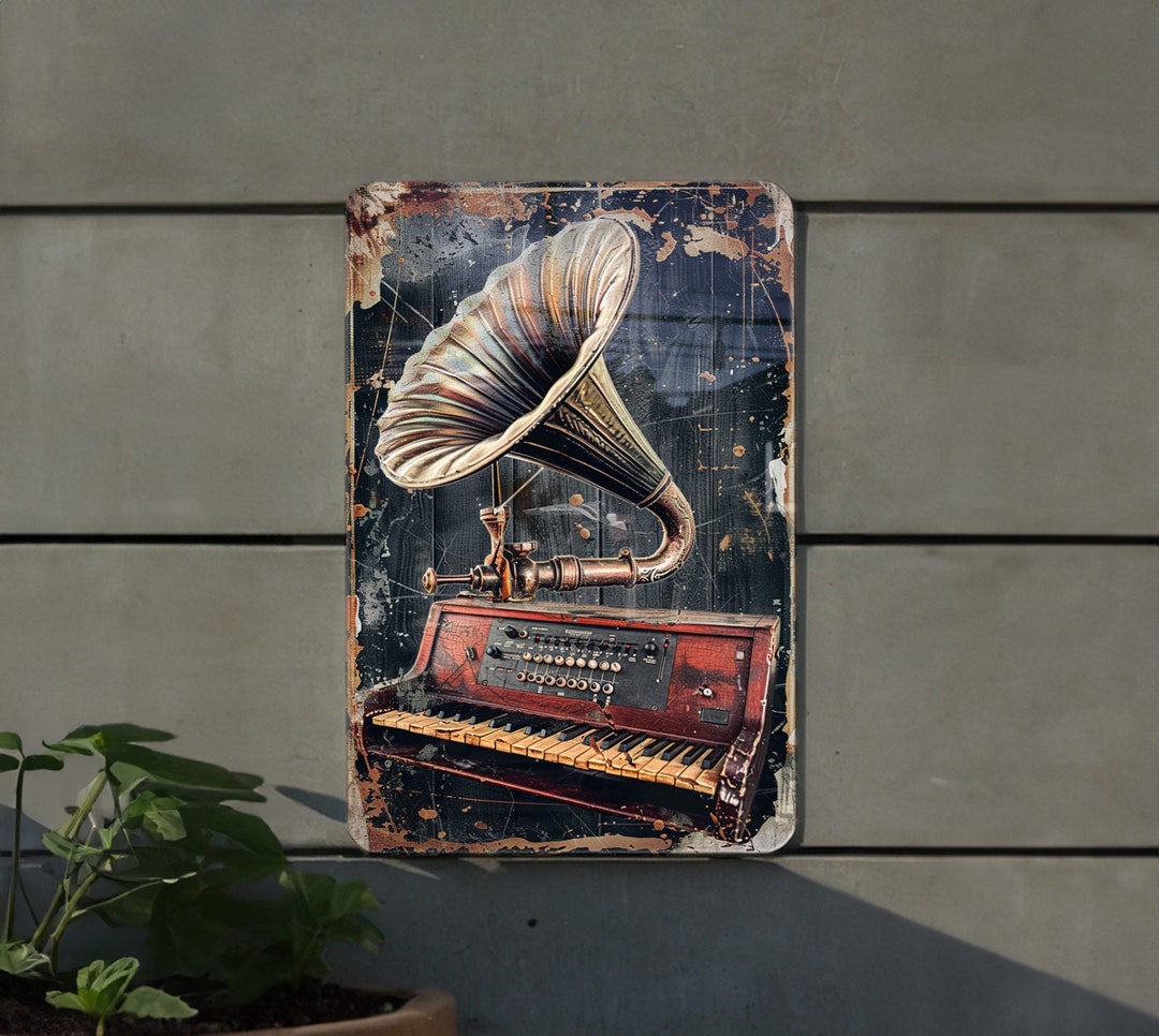 Metal Sign Vintage Style, Antique Phonograph, MIDI Controller, Horn ...