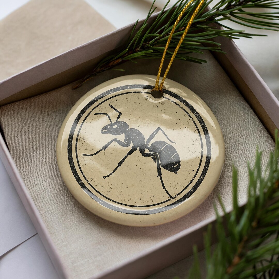 Ant Ceramic Ornament – Circular Stamp Style Insect Art, Nature Lover ...