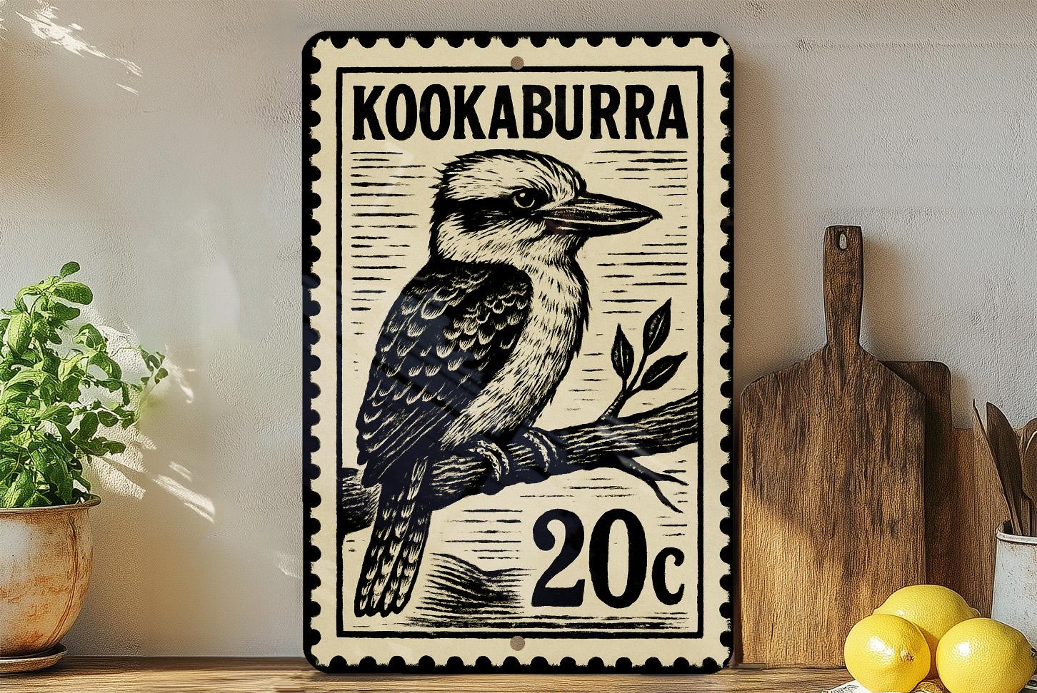 Kookaburra Metal Sign Vintage Stamp Style Wall Art | Rustic Australian ...