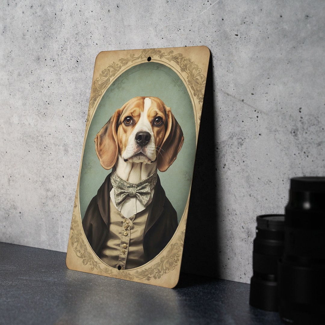 Victorian Portrait of a Beagle Metal Sign, Classic Dog Art, Vintage ...