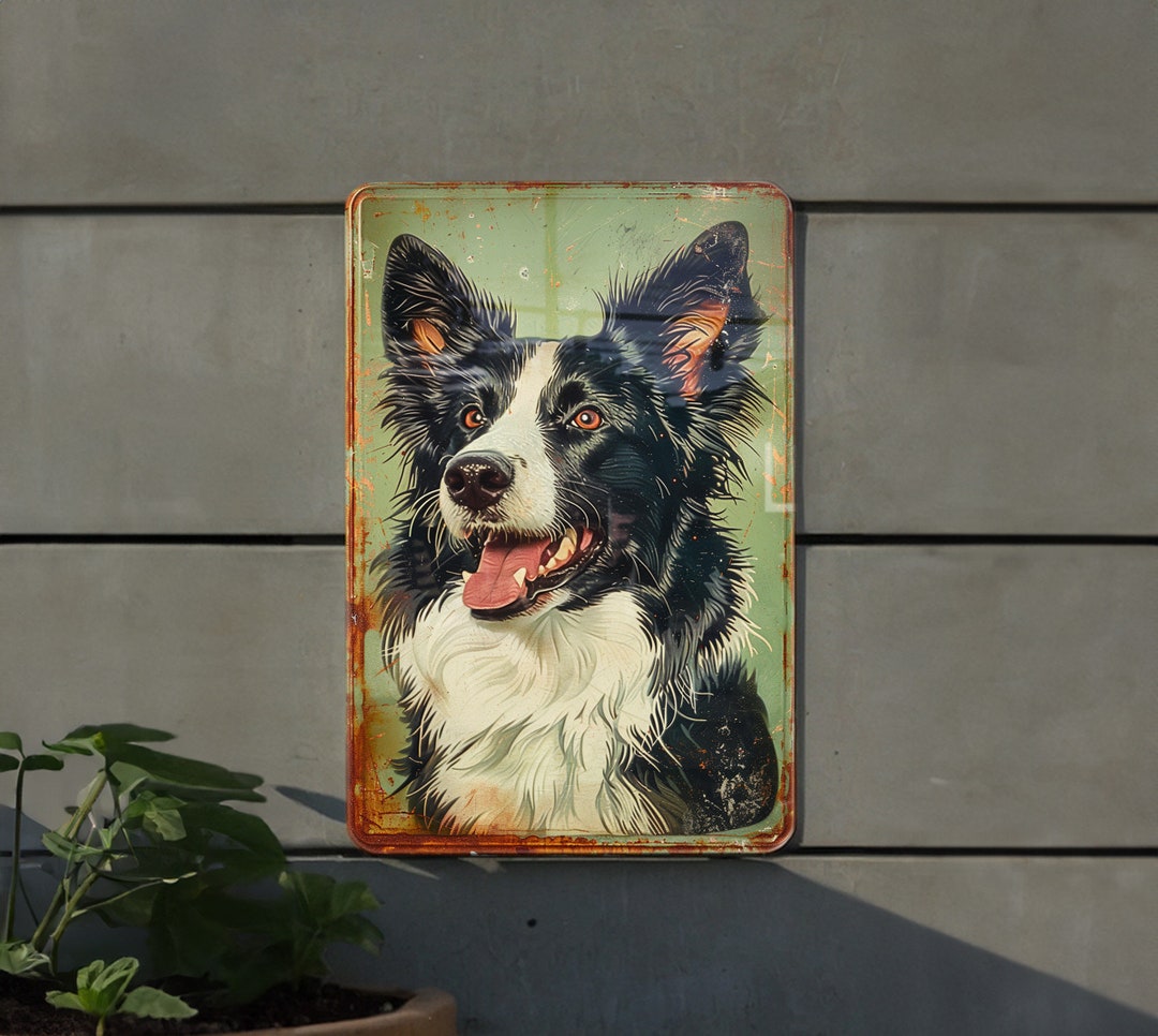 Border Collie Metal Sign, Vintage Style Decor, Dog Lover Gift, Wall Art ...
