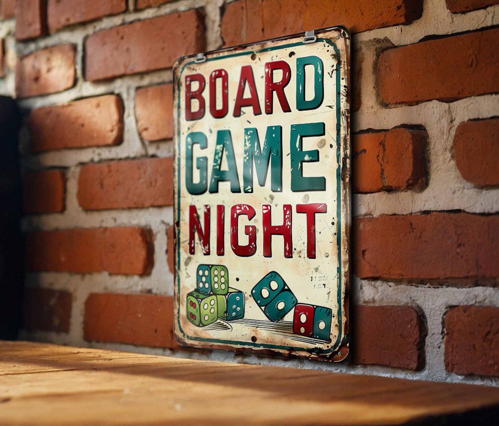 Board Game Night Vintage Metal Sign - Retro Colors, Playful Font, Game ...