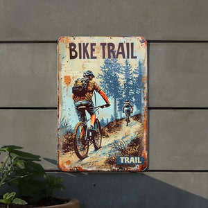 Vintage Style Bike Trail Metal Sign, Aluminum Sign, Retro Decor, Wall ...