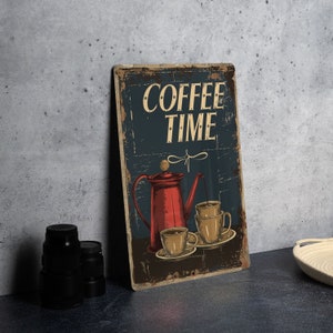 Rustic Coffee Time Sign, Metal Wall Decor, Kitchen Art, Vintage Home ...