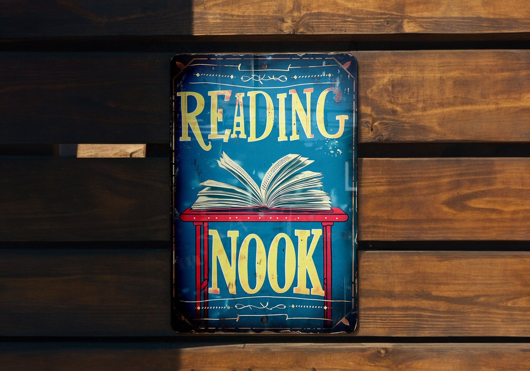 Vintage Reading Nook Sign - Kids Reading Nook, Book Illustration ...