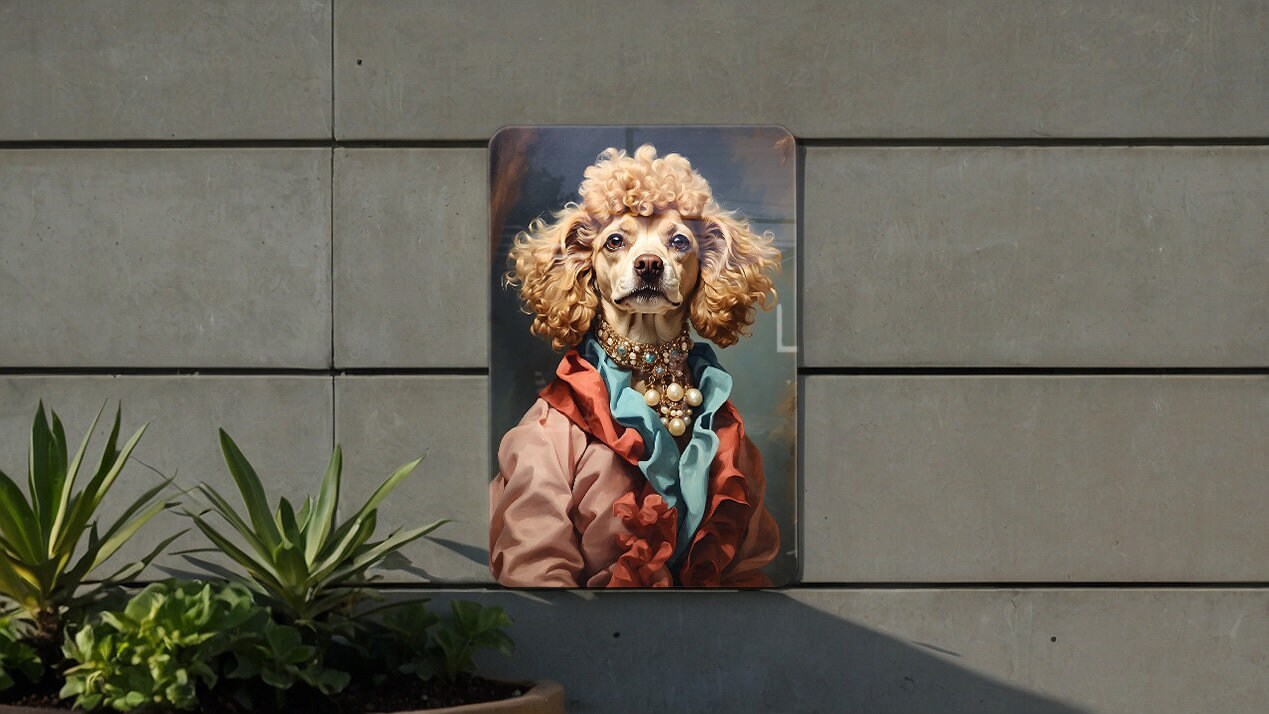 Victorian Poodle Painting Metal Sign - Regal Poodle, Aristocratic ...