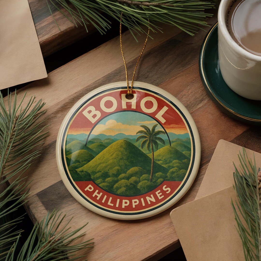Bohol Philippines Ornament – Circular Steamer Trunk Label Design ...